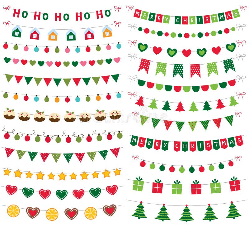 Christmas Banners, Garlands and Decoration Set Stock Vector ...