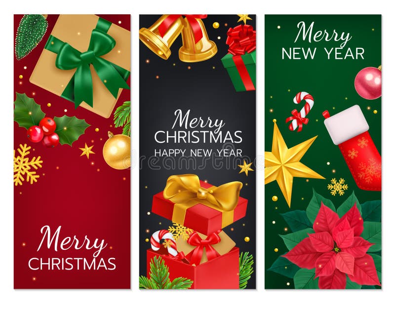 Christmas Banners in Realistic Style Stock Illustration - Illustration ...