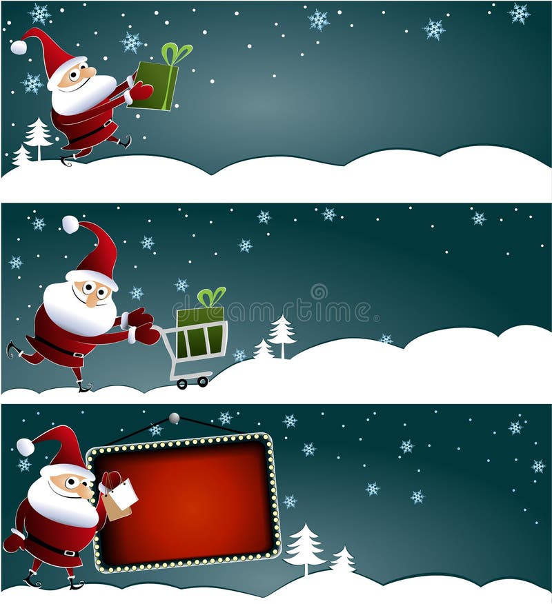 Christmas Banners with Santa Claus Stock Vector - Illustration of claus ...