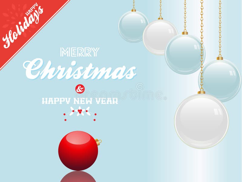Christmas Bauble Blue and White Background with Text and Red Cor Stock ...