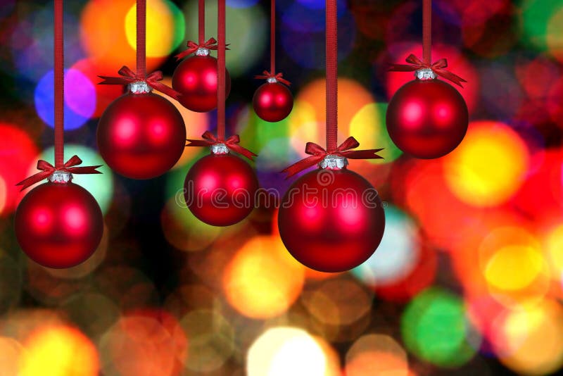 Shiny Red Christmas Bulbs and Pretty Lights Stock Image - Image of ...