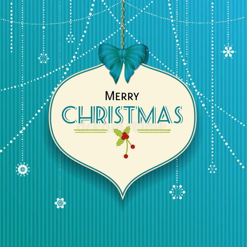 Christmas Bauble Lable on Blue Texture Stock Vector - Illustration of ...