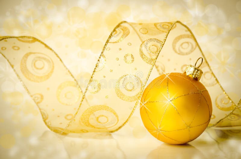 Christmas Bauble and Ribbon Stock Image - Image of bauble, copyspace ...