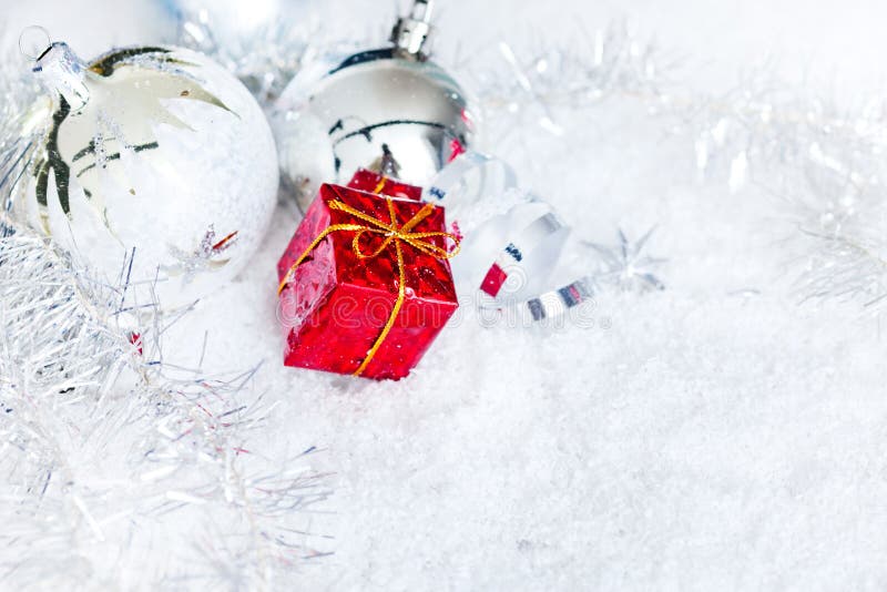Christmas bauble in snow stock photo. Image of ornament - 26704846