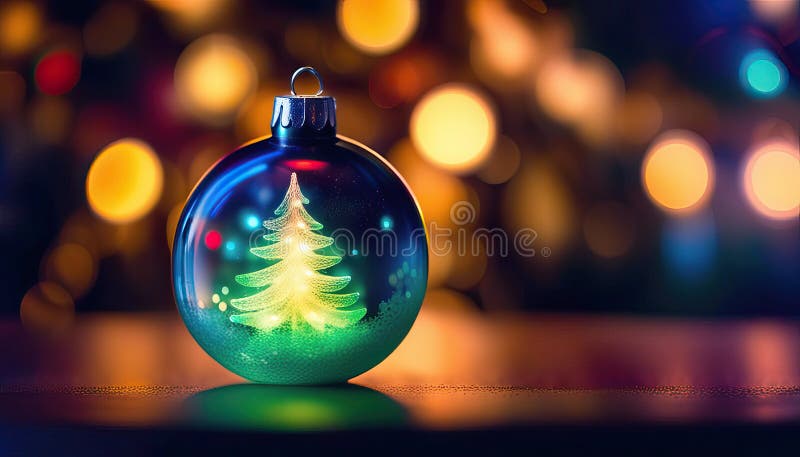 Bauble with Cute Little Christmas Tree with Copy Space Stock ...