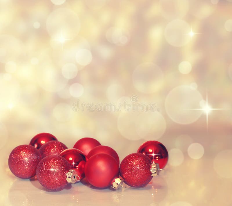 Christmas Baubles on Defocused Lights Background Stock Photo - Image of ...