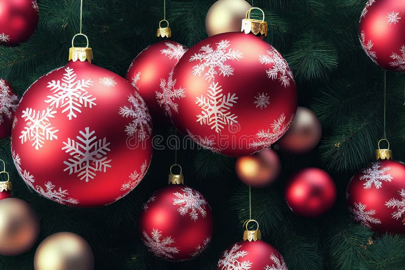 Christmas Baubles and Decorations on a Tree Stock Illustration ...