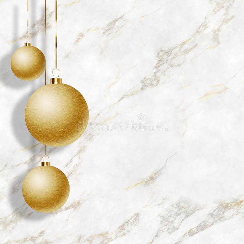 Christmas Baubles on an Elegant Marble Texture Stock Illustration ...