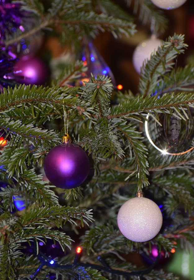 Purple and White Baubles stock photo. Image of christian - 99779186