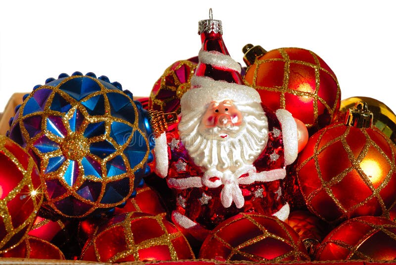 Christmas Baubles and Santa Stock Image - Image of beard, christmas ...