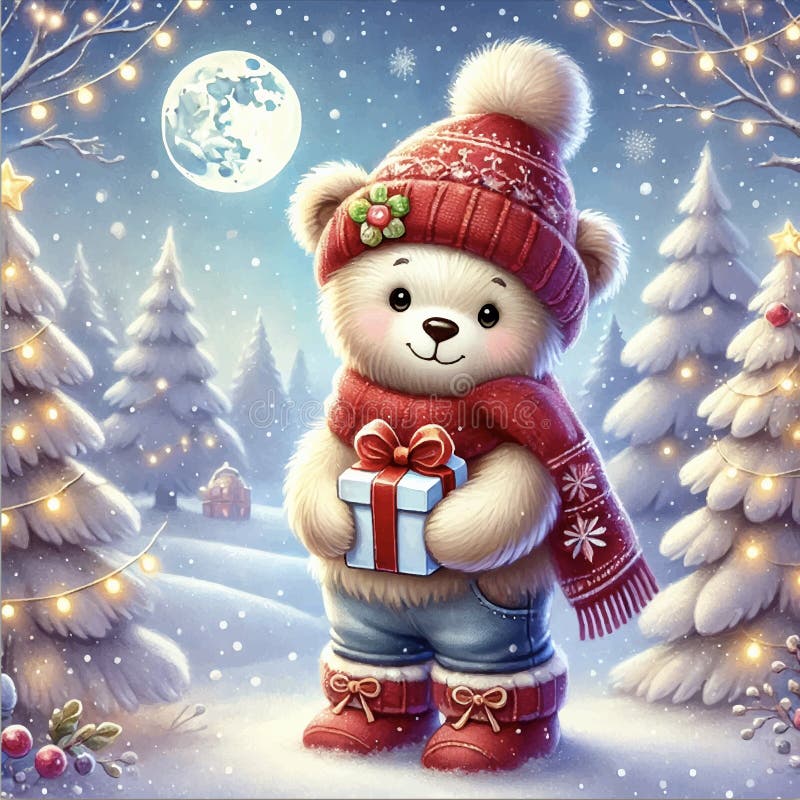 CHRISTMAS BEAR ADORABLE SNOW DESIGN in VECTOR Stock Vector - Illustration of winter ...