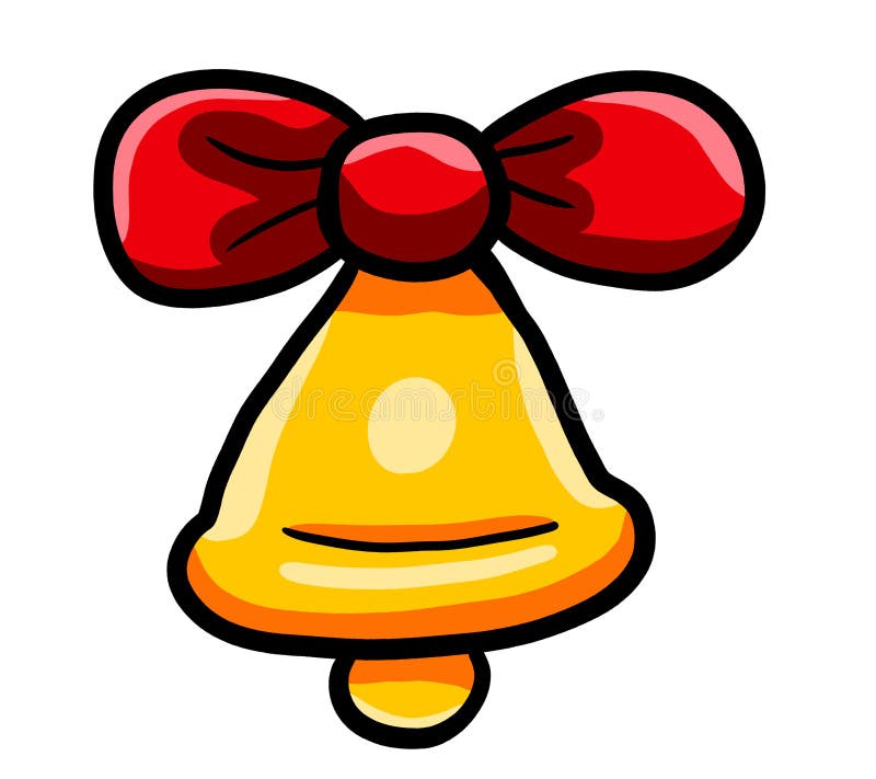 Magical Big Golden Christmas Bell Stock Illustration - Illustration of ...