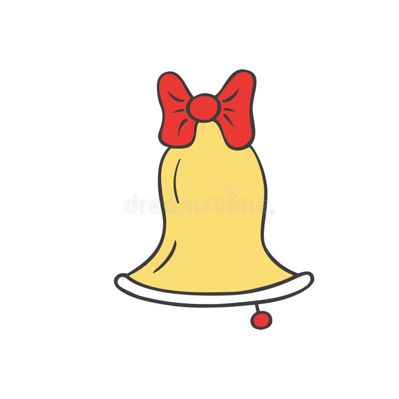 Christmas Bell in Doodle Sketch Style Stock Illustration - Illustration ...