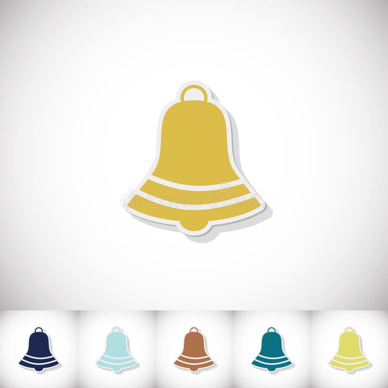 Christmas Bell. Flat Sticker with Shadow on White Background Stock ...