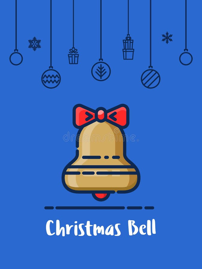 Christmas Bell Icon with Christmas Ornament Elements Hanging Stock ...