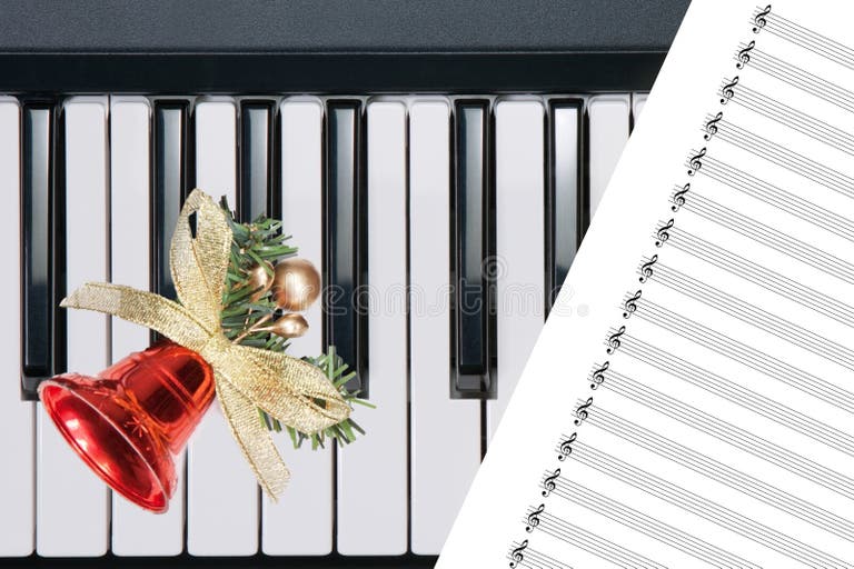 Christmas bell on keyboard stock image. Image of music - 22498665