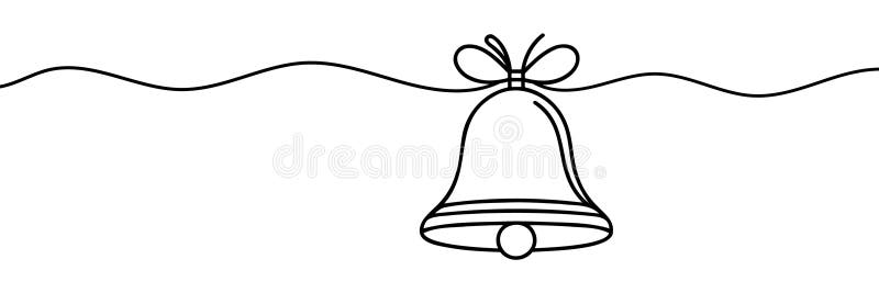 Christmas Bell One Line Drawing of Minimalist Outline Vector ...