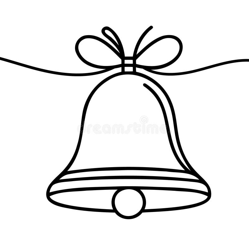 Christmas Bell One Line Drawing of Minimalist Outline Vector ...