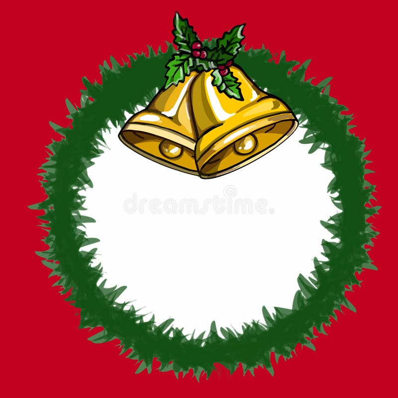 Christmas Bell Red Background Drawing Illustration White Background ...