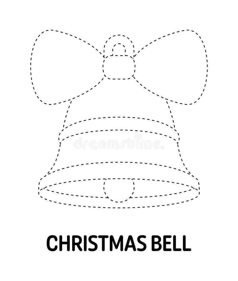 Christmas Bell Tracing Worksheet for Kids Stock Illustration ...