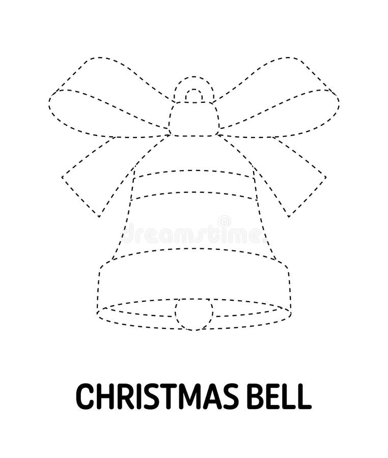 Christmas Bell Tracing Worksheet for Kids Stock Vector - Illustration ...