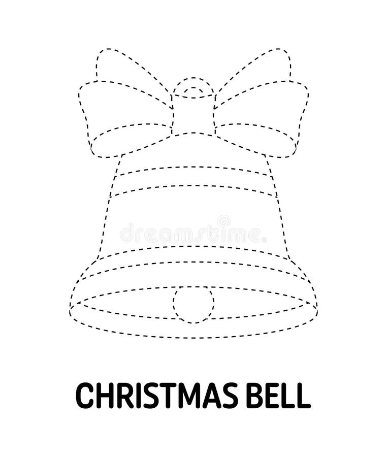 Christmas Bell Tracing Worksheet for Kids Stock Vector - Illustration ...