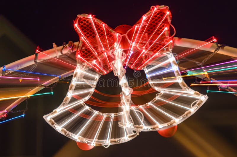 Christmas Bells Lit at Night Stock Image - Image of ornament, magic ...