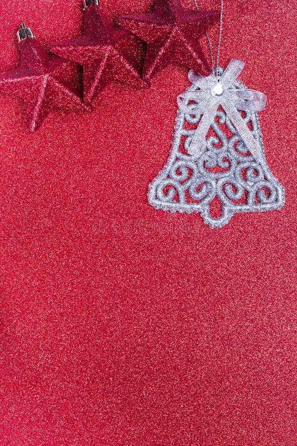Christmas Bells and Red Star on Red Background Stock Photo - Image of ...