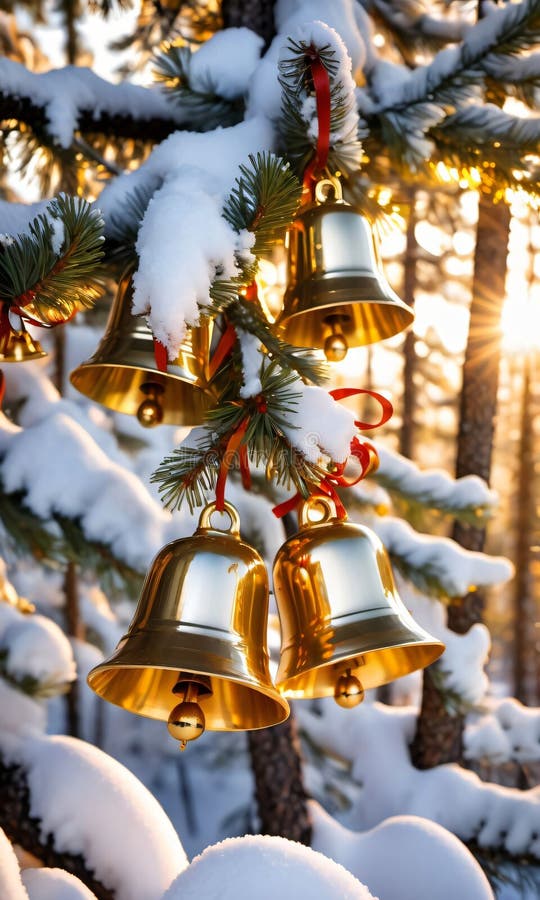 Christmas Bells in the Snow. Generative AI Stock Photo - Image of ...