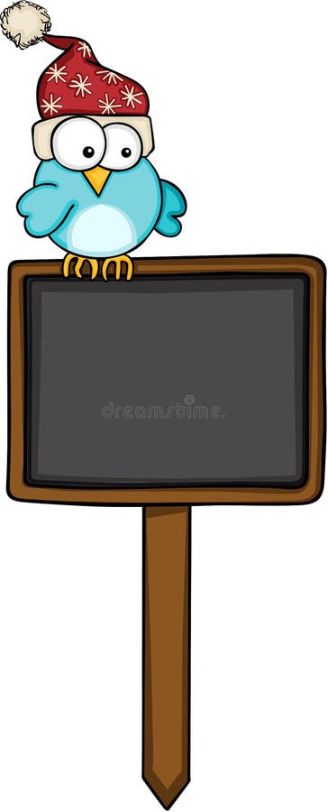 Christmas Bird with Blank Wood Sign Stock Vector - Illustration of ...