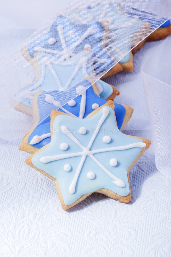 Christmas Biscuits Blue Stars Stock Photo - Image of holidays ...