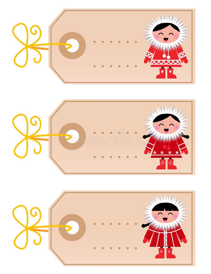 Christmas Blank Tags with Eskimo Kids Stock Vector - Illustration of ...