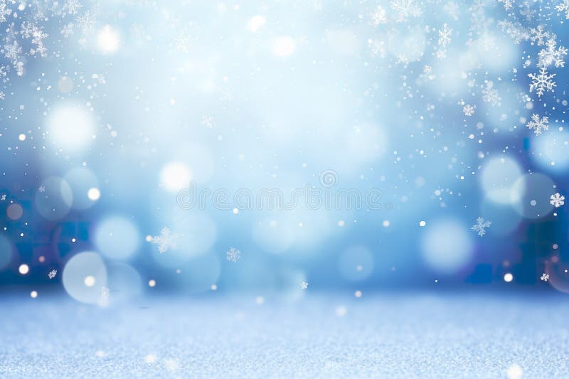 Christmas Blue Background with Bokeh and Snowflakes. AI Generated Stock ...