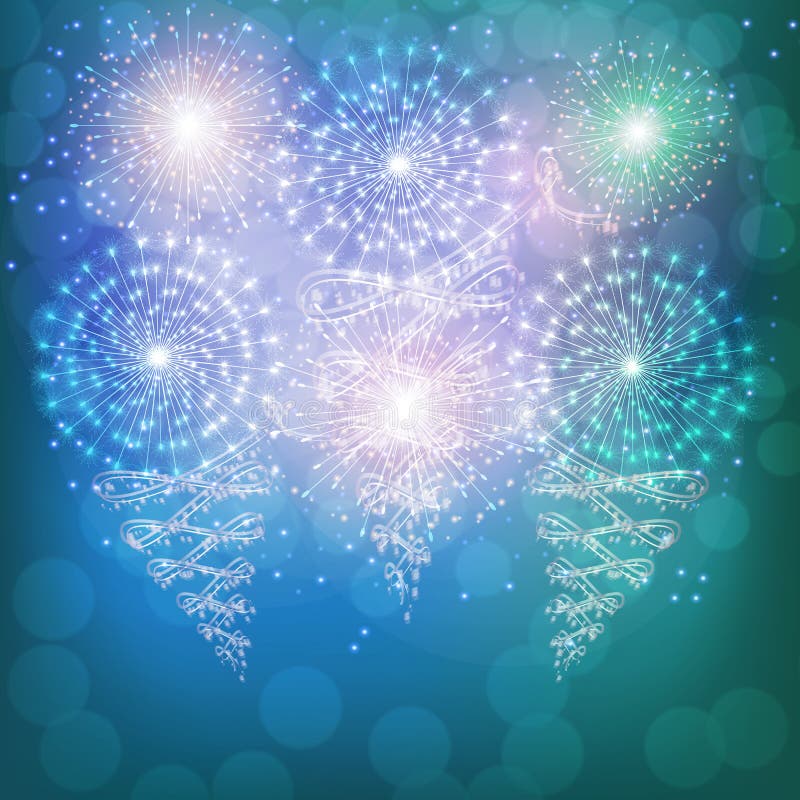 Fireworks blue background. stock vector. Illustration of christmas ...