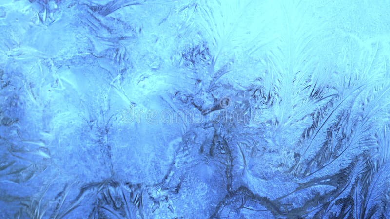 Christmas Blue Background with Frozen Pattern on Window. Stock Video ...