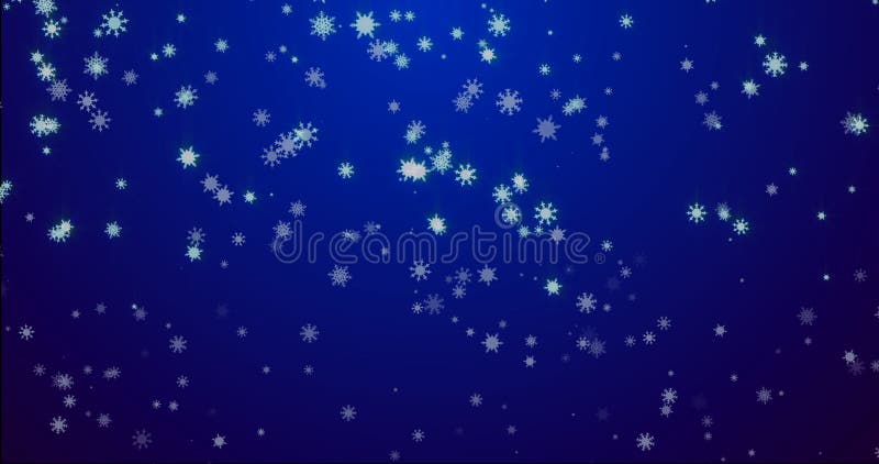 Christmas Blue Background with Snowflakes - Falling Snow Stock ...