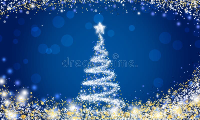 Christmas Blue Color Background with Christmas Tree Stock Illustration ...