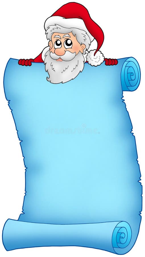 Christmas Blue Scroll with Santa 2 Stock Illustration - Illustration of ...