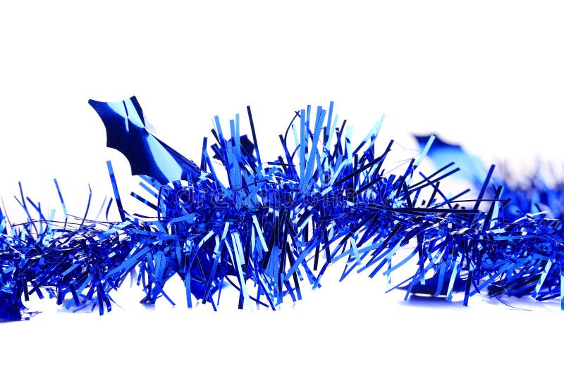 Christmas Blue Tinsel with Stars. Stock Photo - Image of isolated ...