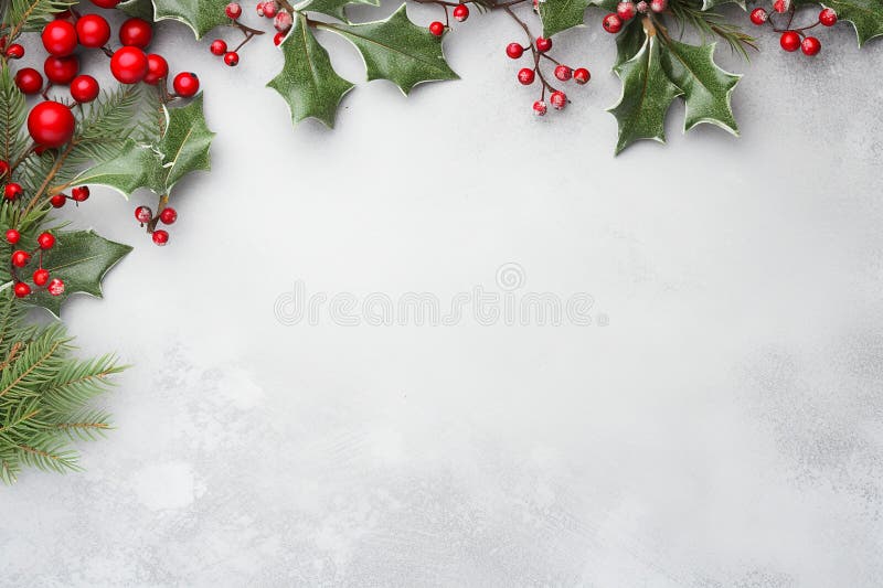 Christmas Boarder, Christmas Background with Red Berries Stock ...