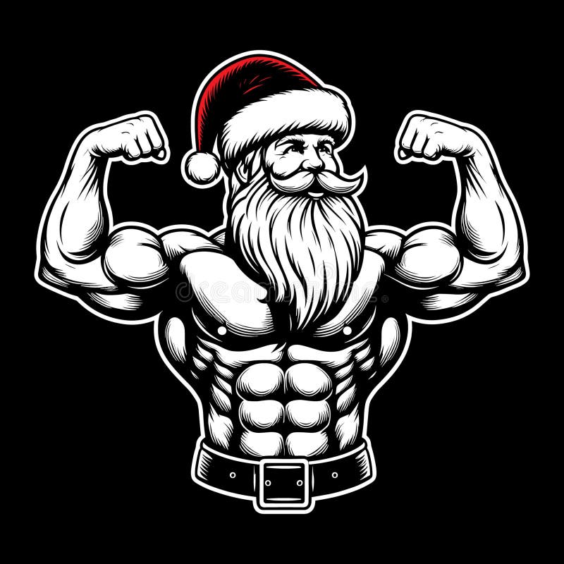 Christmas Bodybuilder Grunge Vintage Design Stock Vector - Illustration ...