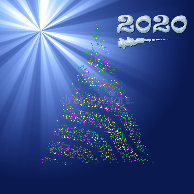 Christmas Bokeh Tree on Light Ray Background Stock Illustration ...