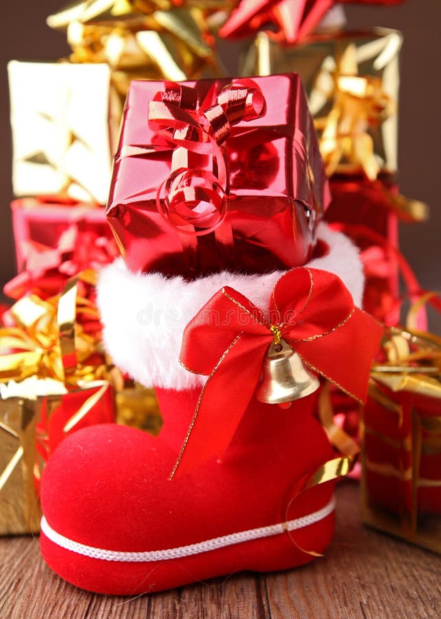 Christmas Boot with Presents Stock Image - Image of festive, present ...