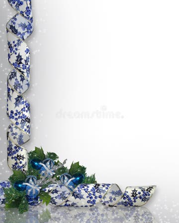 Christmas Border Blue Ornaments Stock Illustration - Illustration of ...