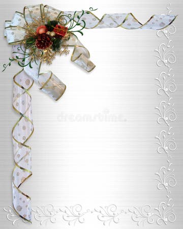 Christmas Border Bow and Ribbons Stock Illustration - Illustration of ...
