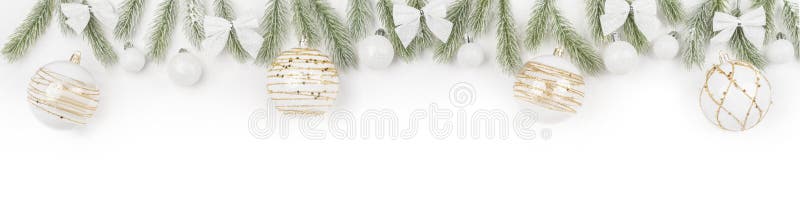 Christmas Border with Gold on White Stock Photo - Image of season ...