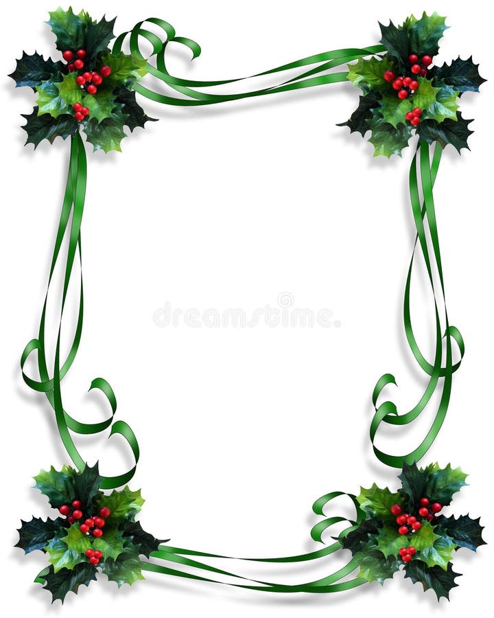 Christmas Border Holly Gold Frame Stock Illustration - Illustration of ...