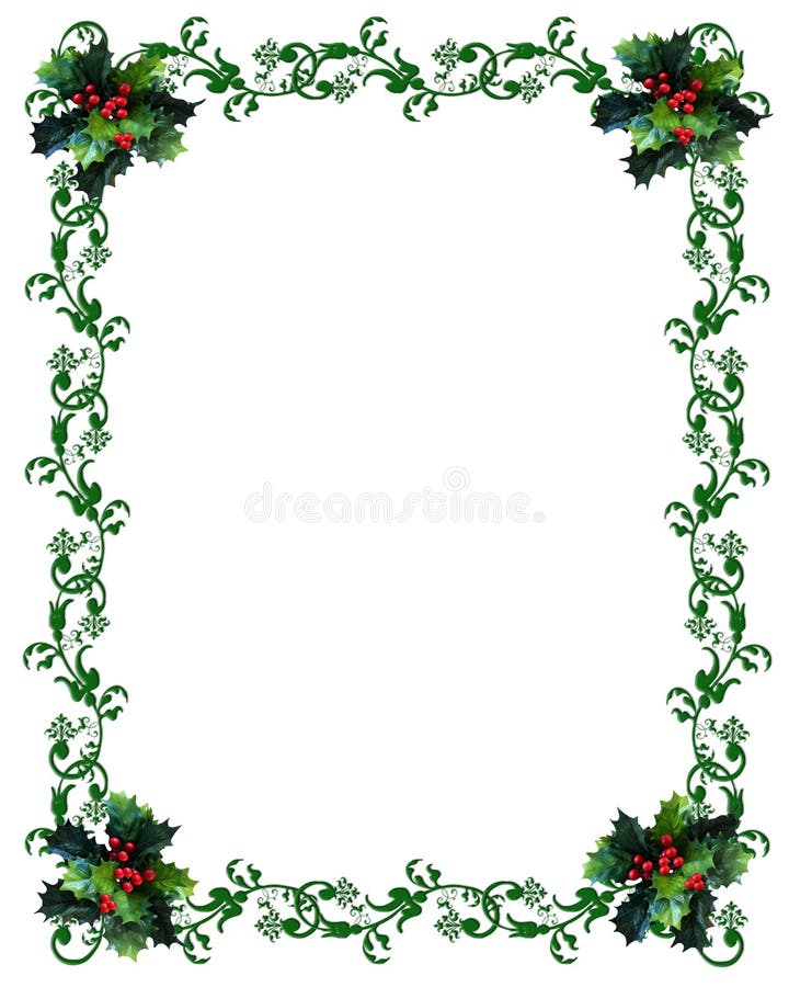 Christmas Border Holly Ornamental Stock Illustration - Illustration of ...