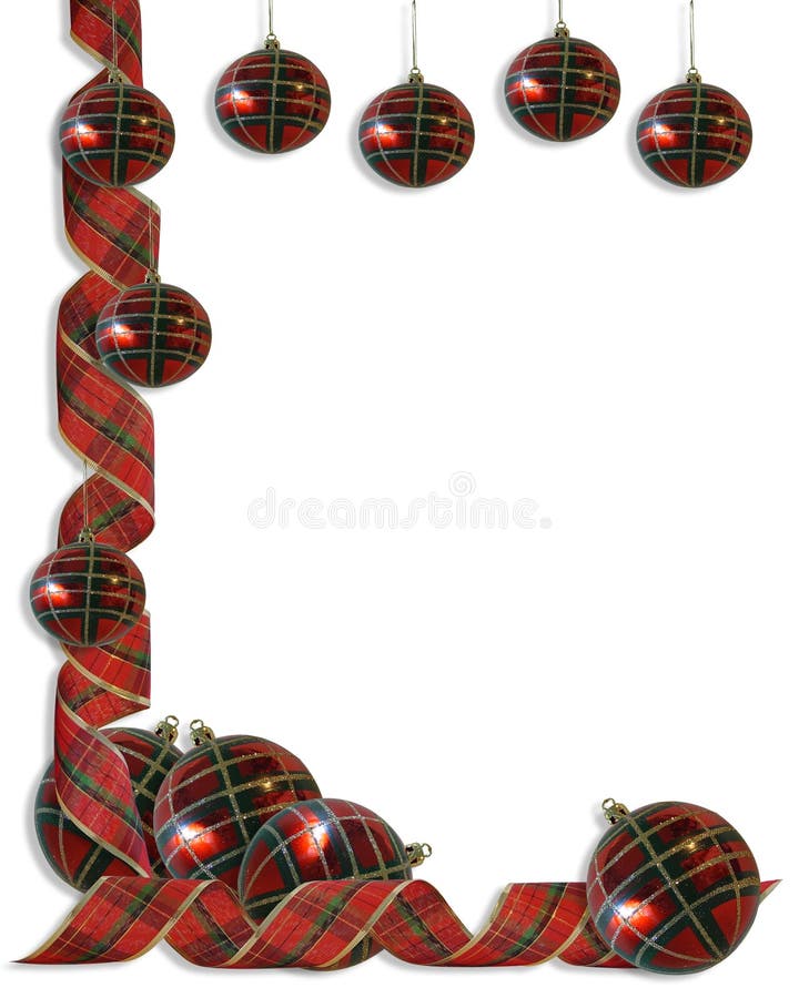 Christmas Border Plaid Ribbons and Balls Stock Illustration ...