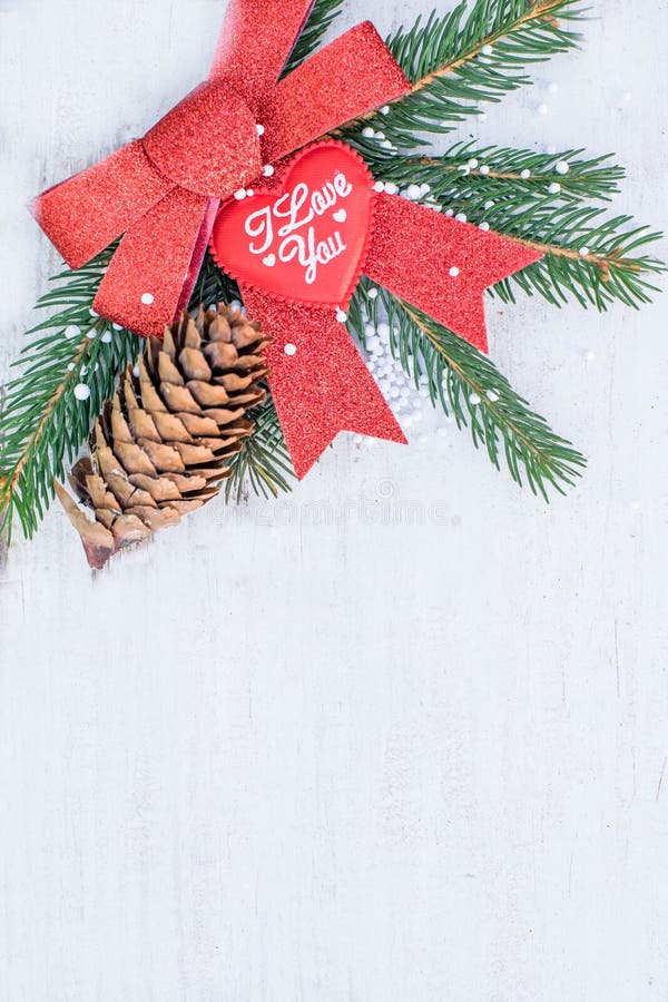 Christmas Border with Red Ribbon on the Corner Stock Image - Image of ...